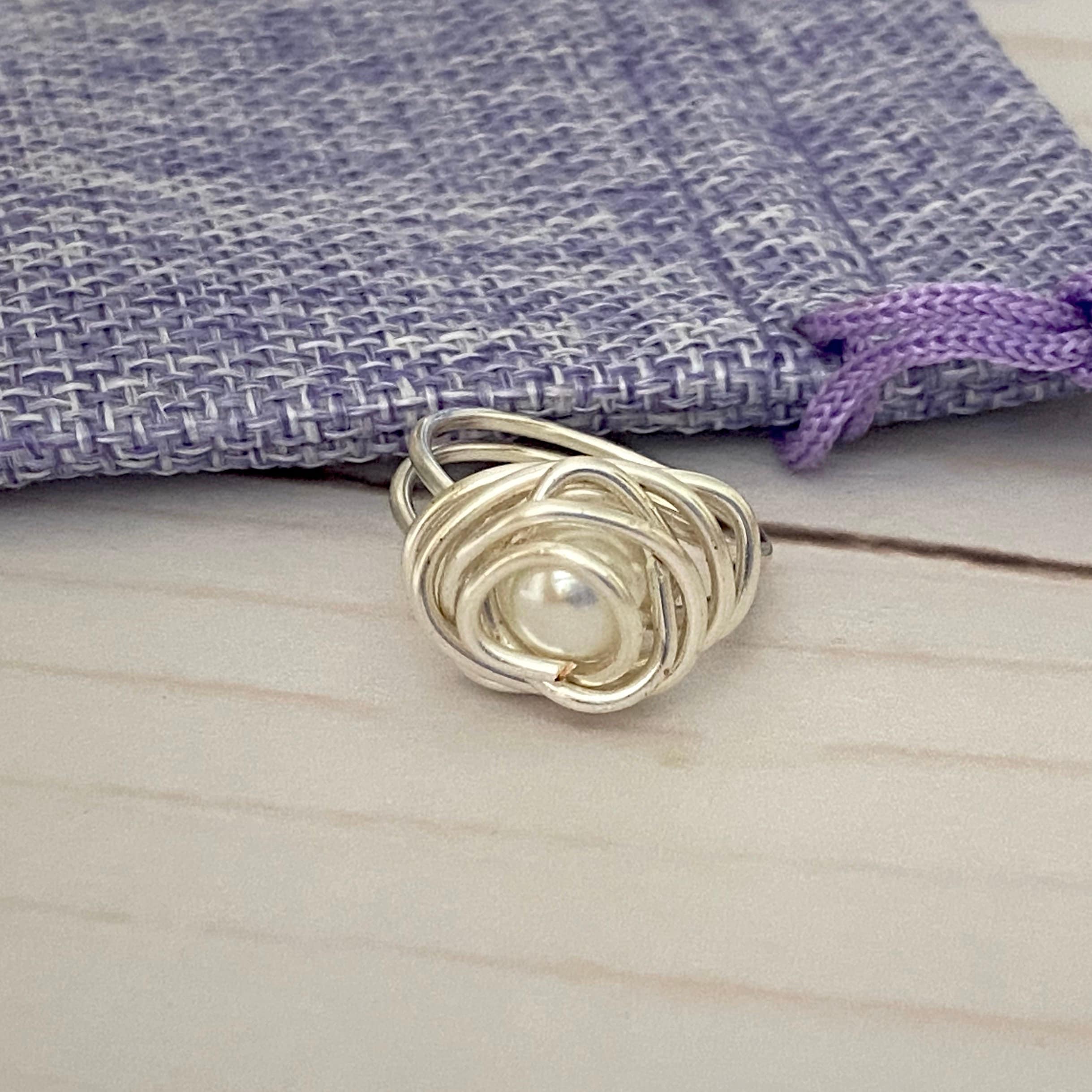 Wire Wrapped Silver Ring Wire Wrap Pearl Ring Silver Wire | Etsy