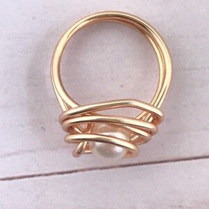 Gold Wire Wrapped Ring, Pearl Ring, Wire Wrapped Ring, June Birthstone ...