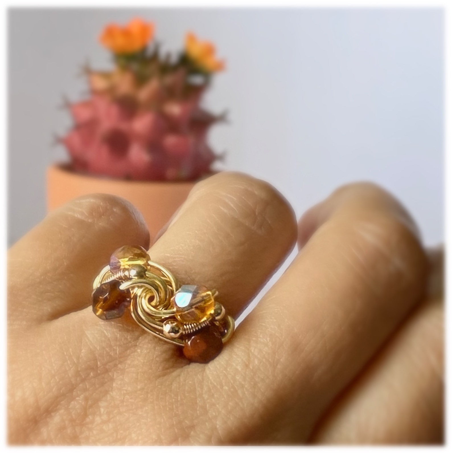 Gold Wire Wrapped Ring Gold Wire Ring Autumn Colors Ring - Etsy