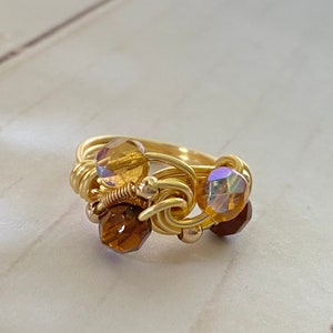Gold Wire Wrapped Ring, Gold Wire Ring, Autumn Colors Ring, Wire ...