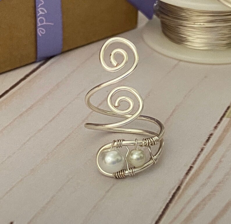 Wire Wrapped Silver Ring Wire Wrapped Ring Pearl Silver - Etsy