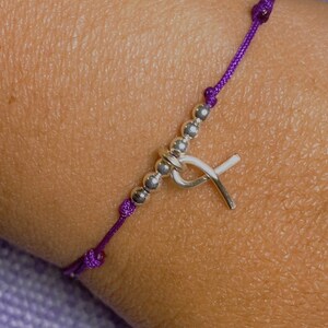 Cancer Awareness Bracelet, Hope String Bracelet, Cancer Ribbon ...