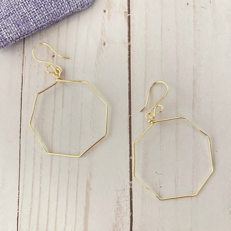 Octogonal Hoops Octagon Hoop Earrings Octagon Hoops - Etsy