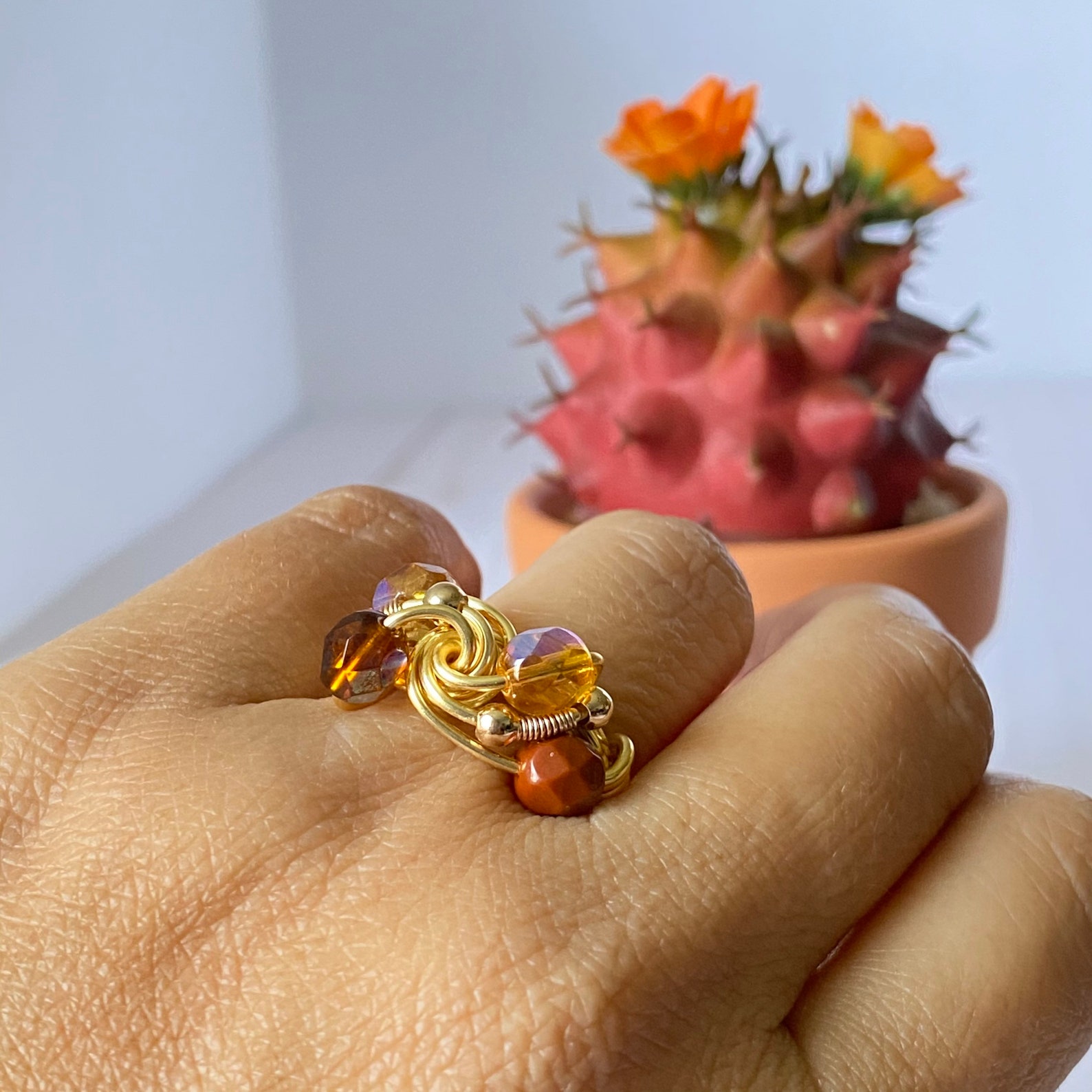 Gold Wire Wrapped Ring Gold Wire Ring Autumn Colors Ring - Etsy