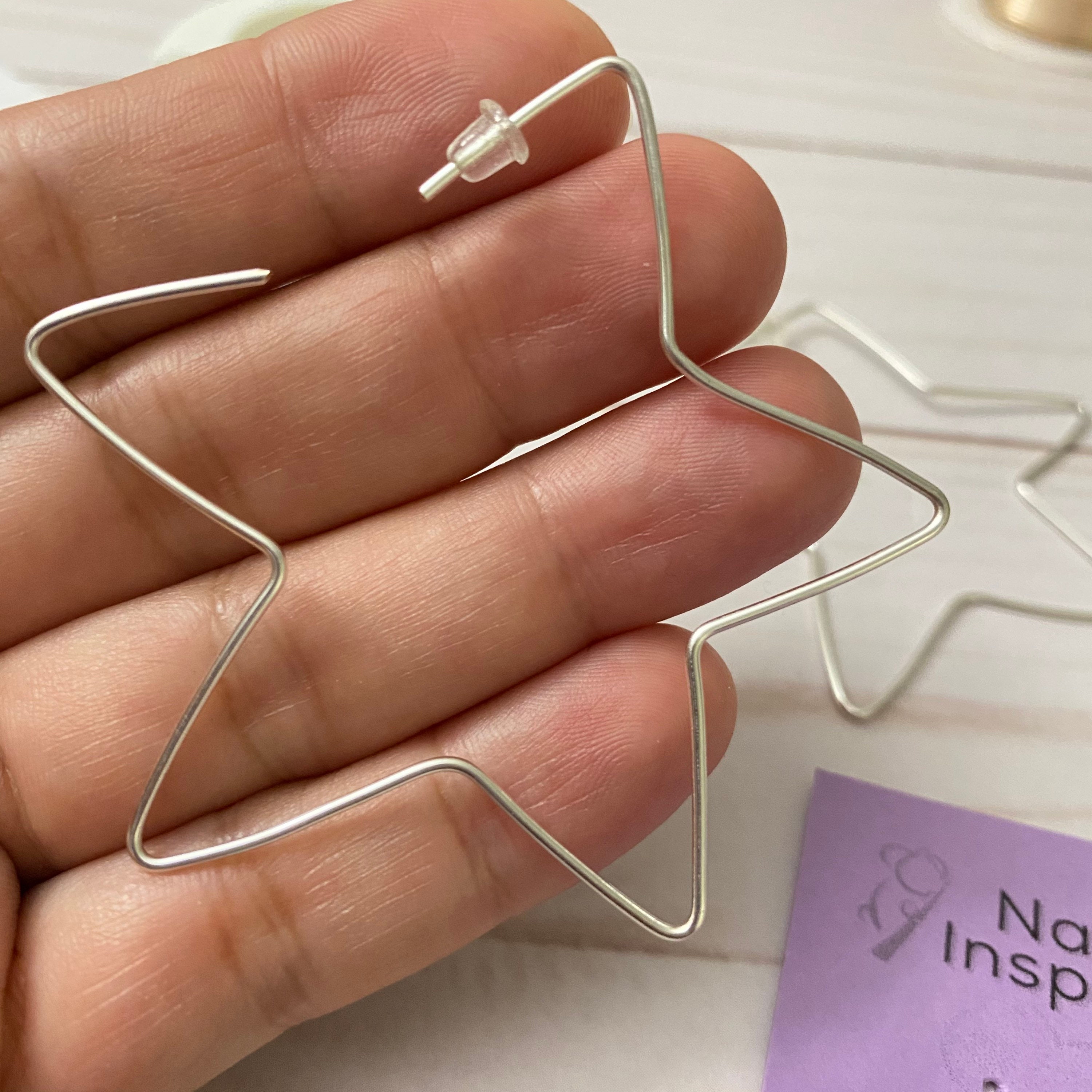 Star Hoop Earrings, Light Weight Earrings, Star Shaped Hoop Earrings ...