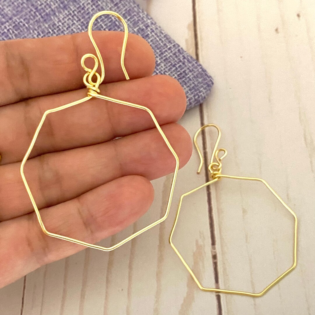 Octogonal Hoops Octagon Hoop Earrings Octagon Hoops - Etsy