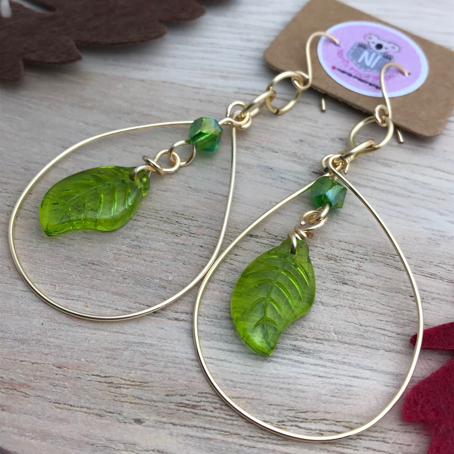 Leaf Shaped Earrings, Leaf Drop Earrings, Dangle Earrings, Green Leaves ...