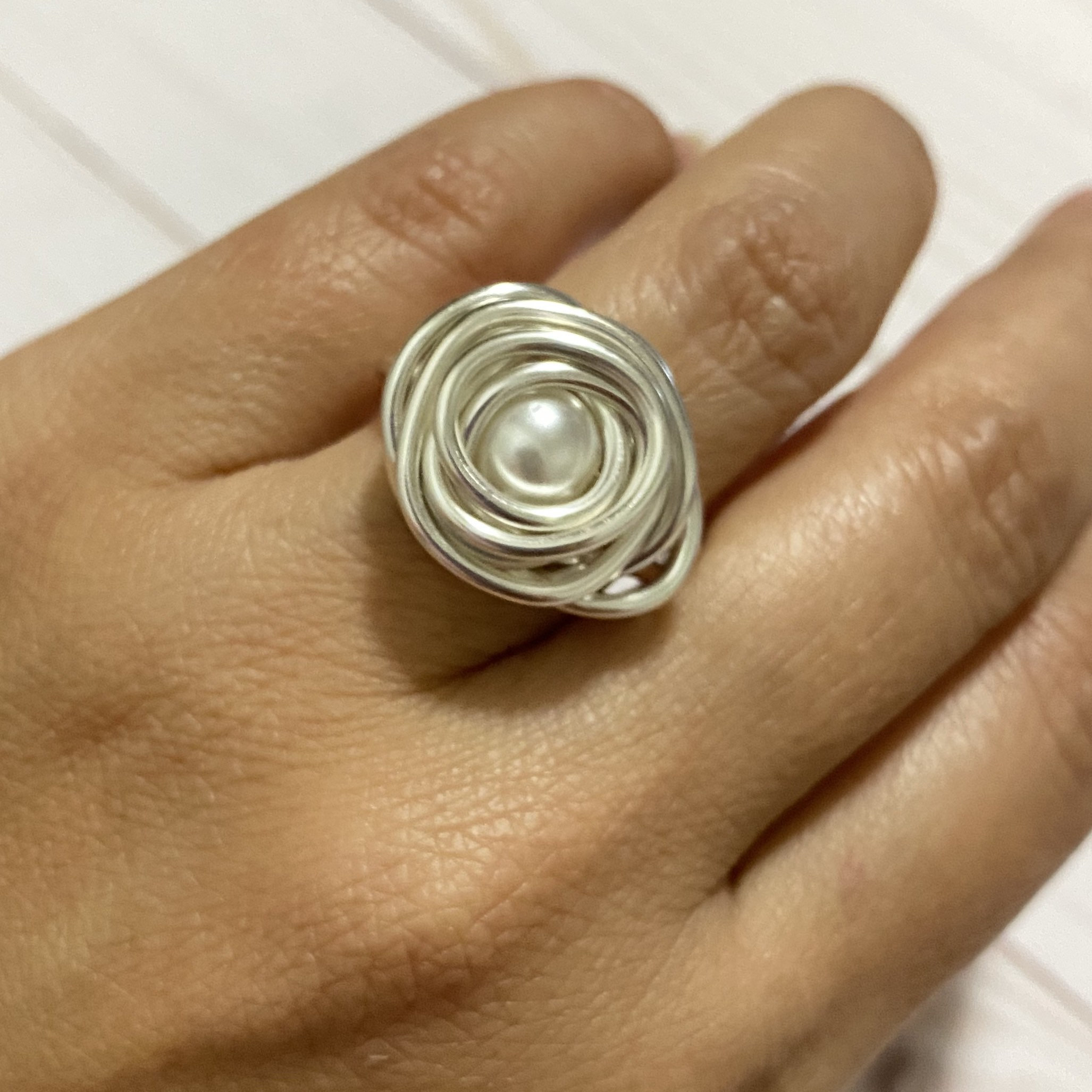 Wire Wrapped Silver Ring Wire Wrap Pearl Ring Silver Wire | Etsy