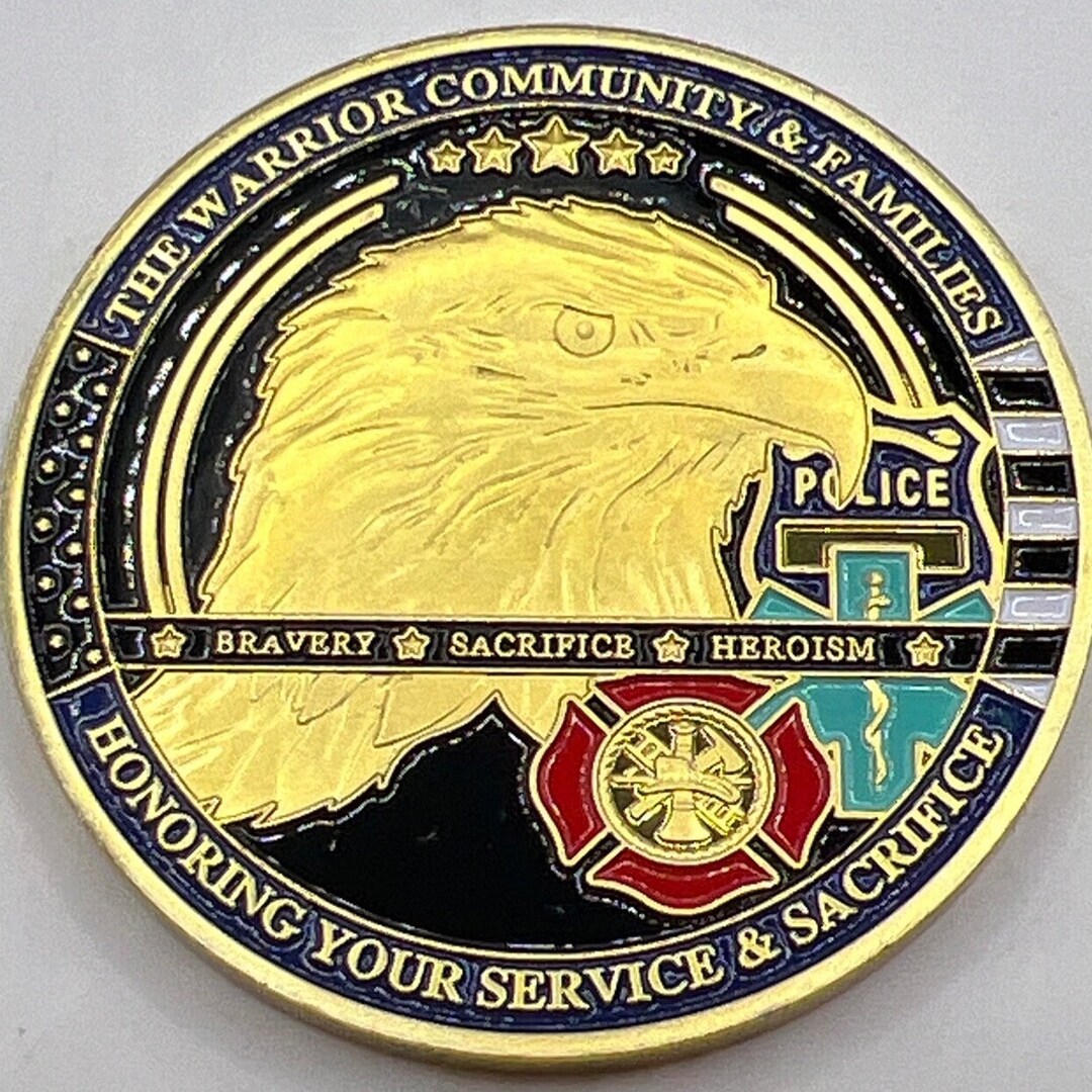 Fire Rescue, EMT, EMS and Police First Responder Challenge Coin Gold ...