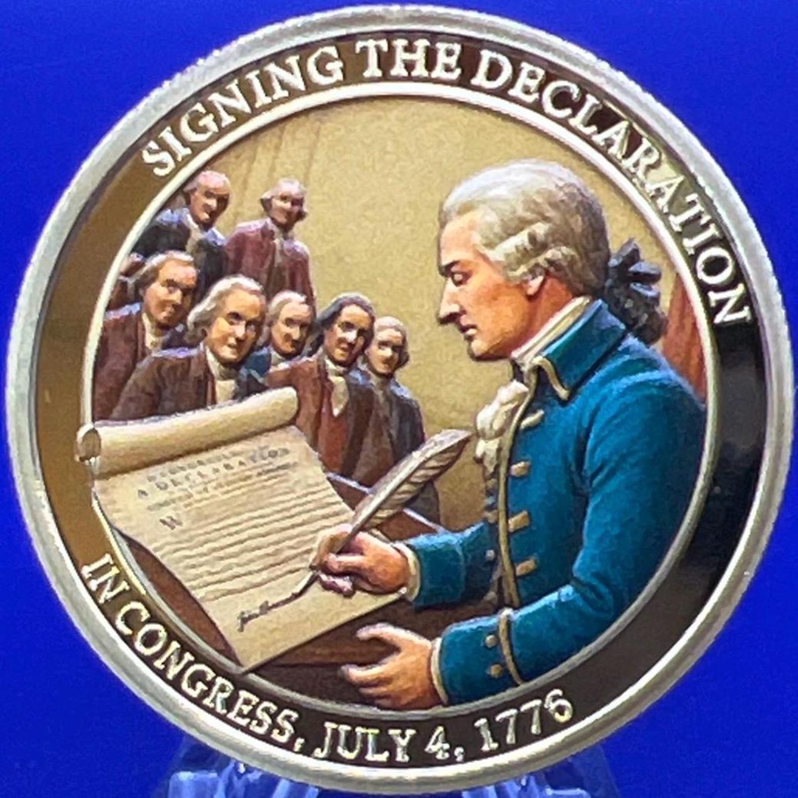 US 250th Anniversary Challenge Coin, American Eagle & Flag John Hancock ...
