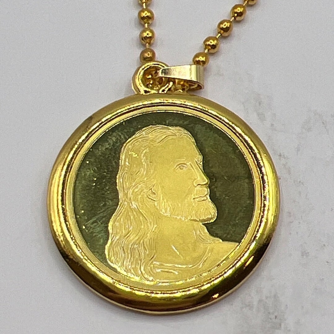 10 Piece of Jesus & Last Supper Gold Metal One Inch Coin Necklace ...