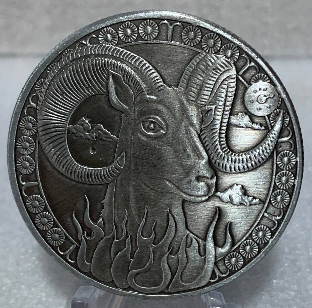 Constellation Zodiac Astrology Aries Silver Plated Pewter Color ...