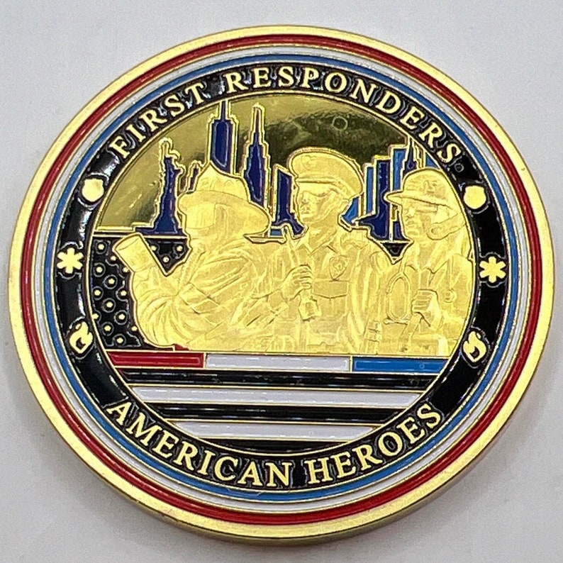 Fire Rescue, EMT, EMS and Police First Responder Challenge Coin Gold ...