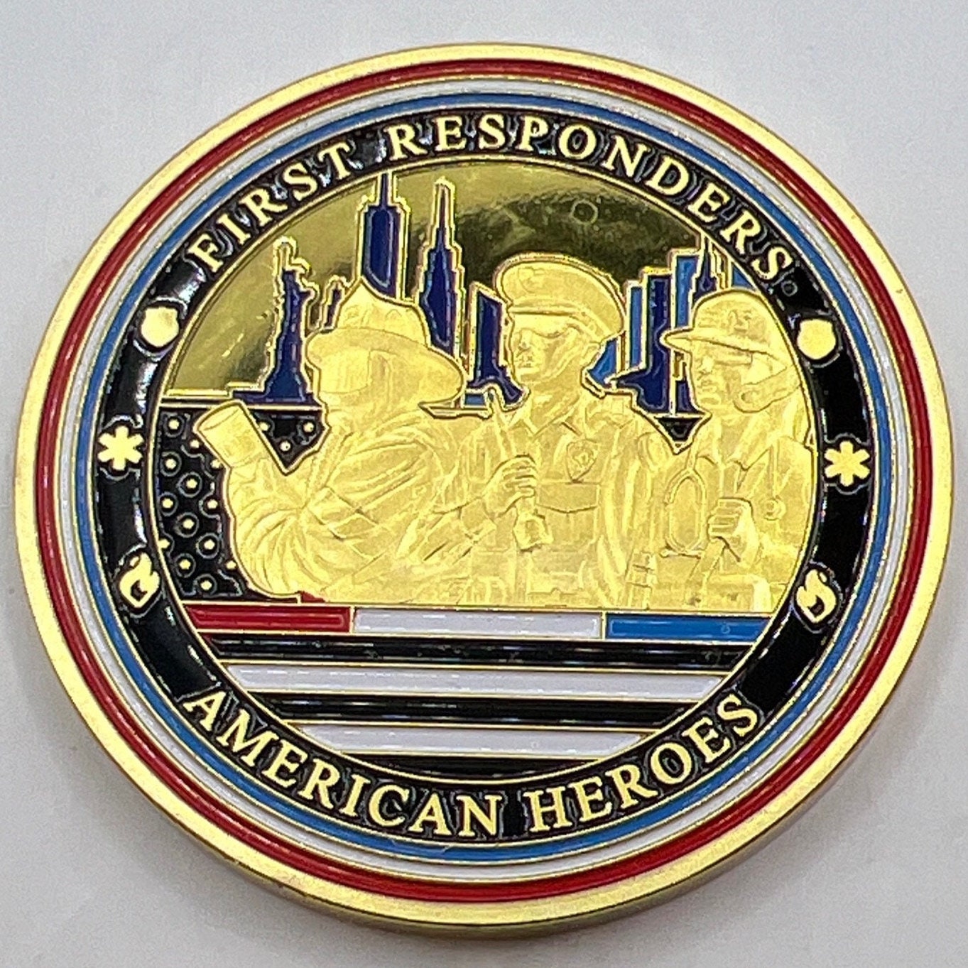 Fire Rescue, EMT, EMS and Police First Responder Challenge Coin Gold ...
