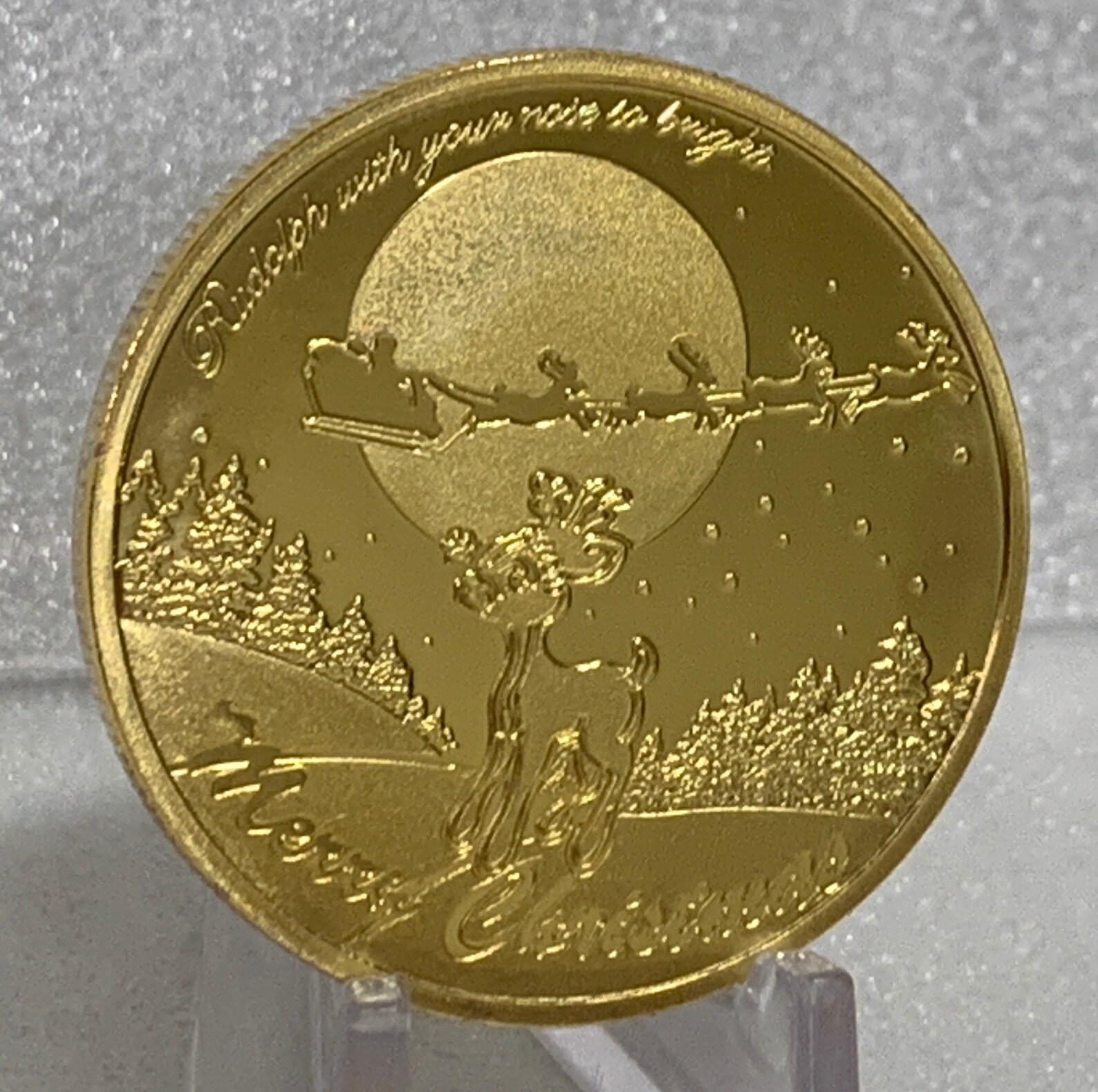 Santa Claus Wishing Coin With Santa and Rudolph the Red Nose | Etsy