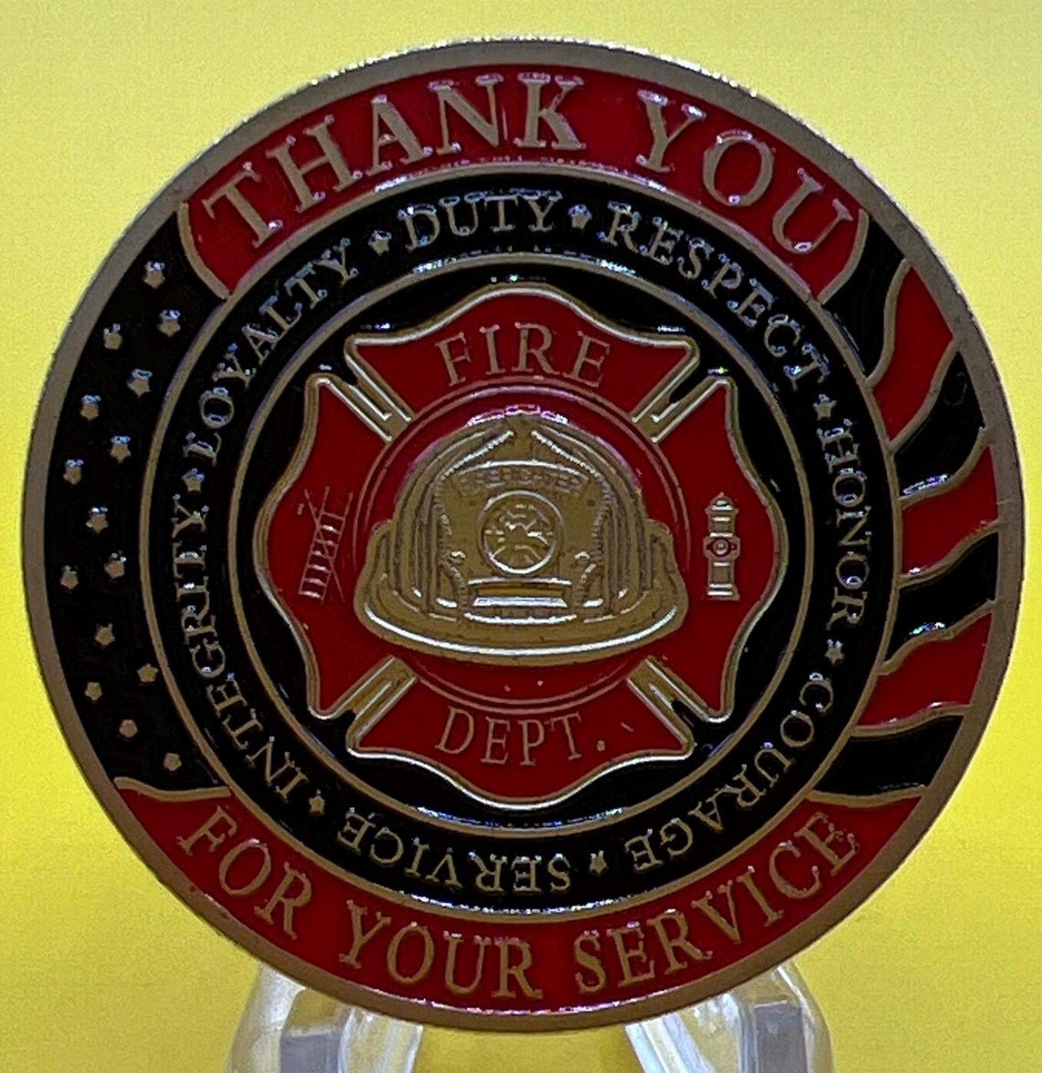 Fireman Challenge Coin God Bless Our Firefighters Bravery and Courage ...