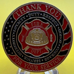 Fireman Challenge Coin God Bless Our Firefighters Bravery and Courage ...