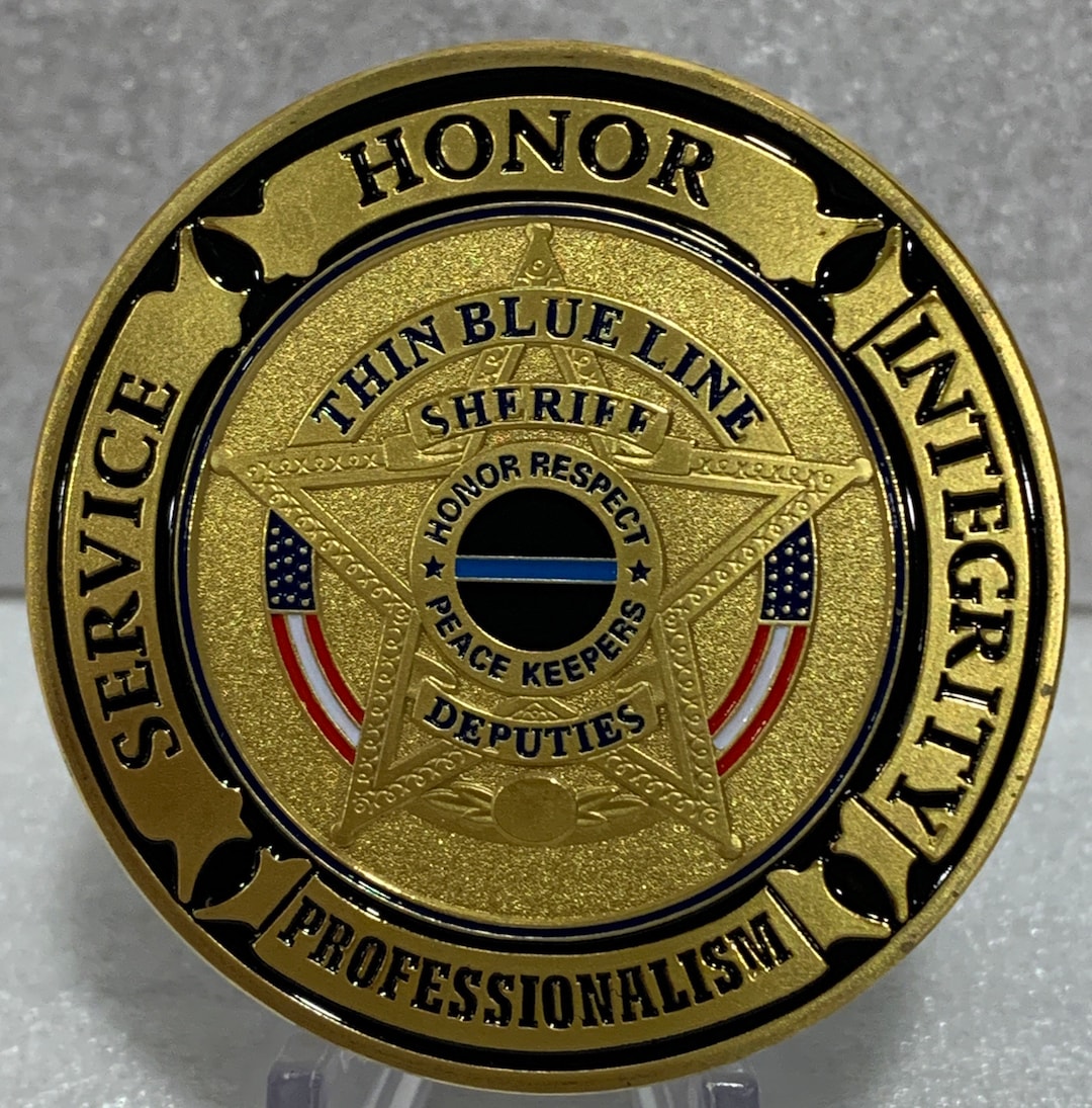 Sheriff Challenge Coin - Thin Blue Line - Law Enforcement Oath Of Honor