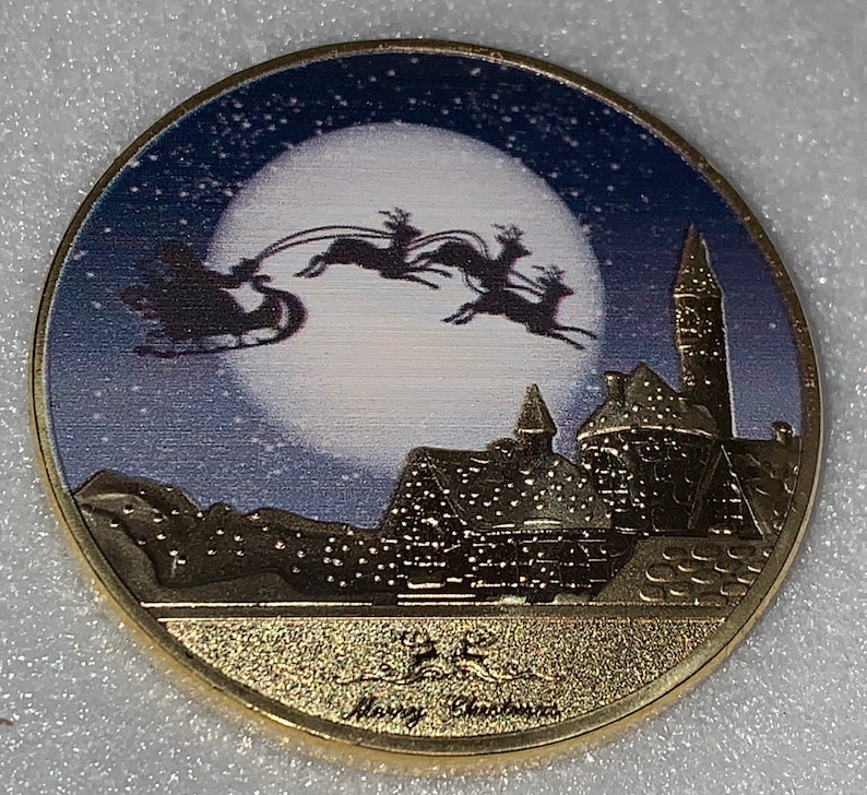 Santa Claus Reindeer Coin - Christmas Gold Trim (10 Pieces) - Etsy