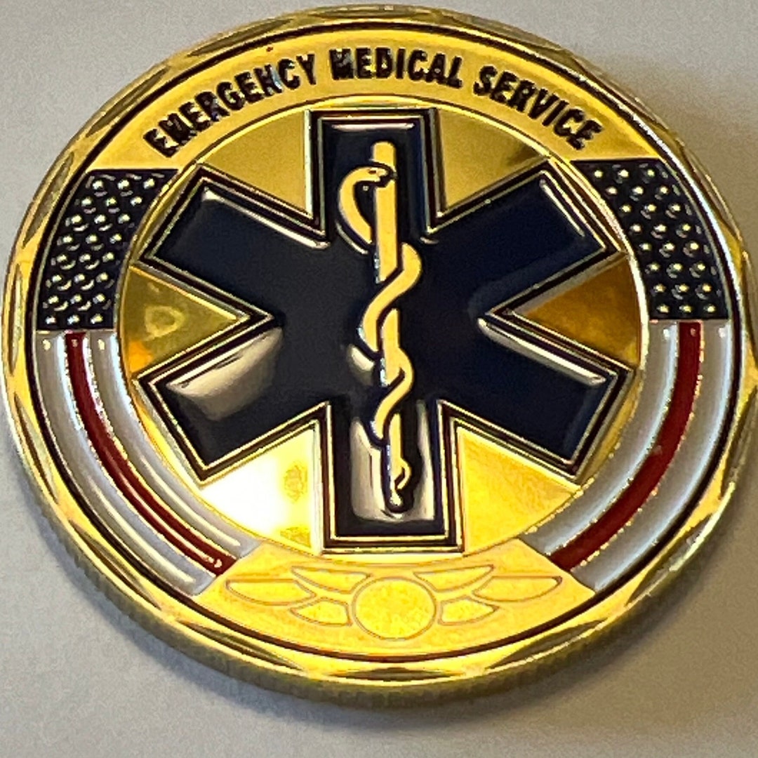 EMS First Responder Challenge Coin Gold Trimmed - Etsy