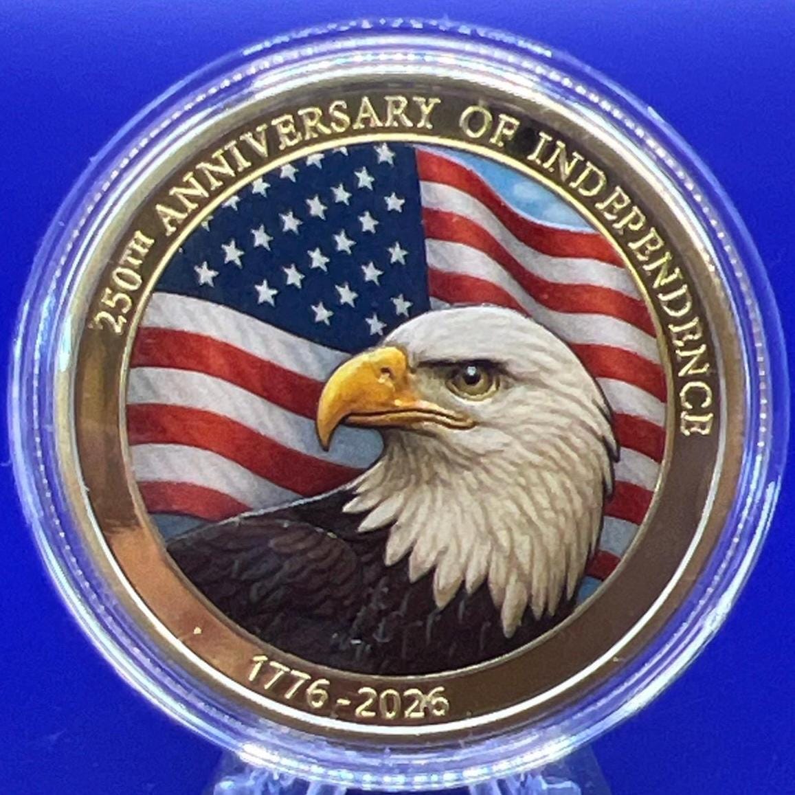 US 250th Anniversary Challenge Coin, American Eagle & Flag John Hancock ...