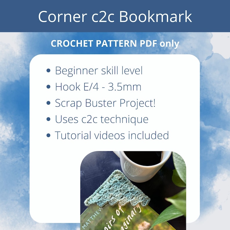 C2C Corner Bookmark Crochet Pattern: Easy Beginner Project (PDF Pattern ...