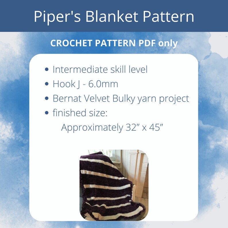 PDF Velvet Baby Blanket Crochet Pattern. Piper's Blankie: - Etsy