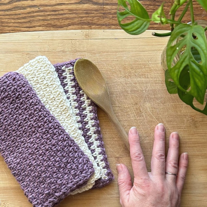 Washcloth Crochet Pattern Moss Stitch Wash Cloth Dish Rag Kitchen Wipe ...