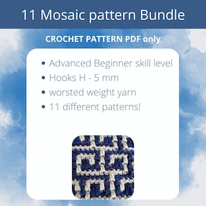 11 MOSAIC Bundle Crochet PATTERNS and Charts. A Set of Beginner Crochet Pattern for Crocheters ...