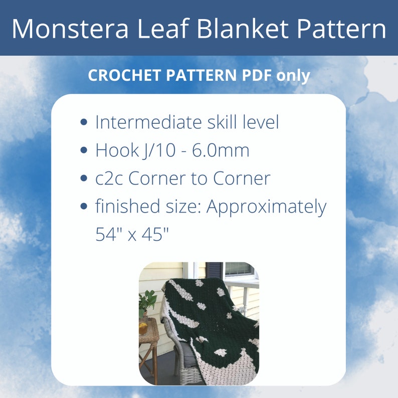 Crochet Blanket Pattern: Monstera Leaf C2C Afghan. Plant Leaf - Etsy