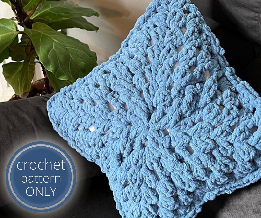 Cabled Granny Square Pillow Crochet Pattern: Velvet Throw Cushion (PDF ...