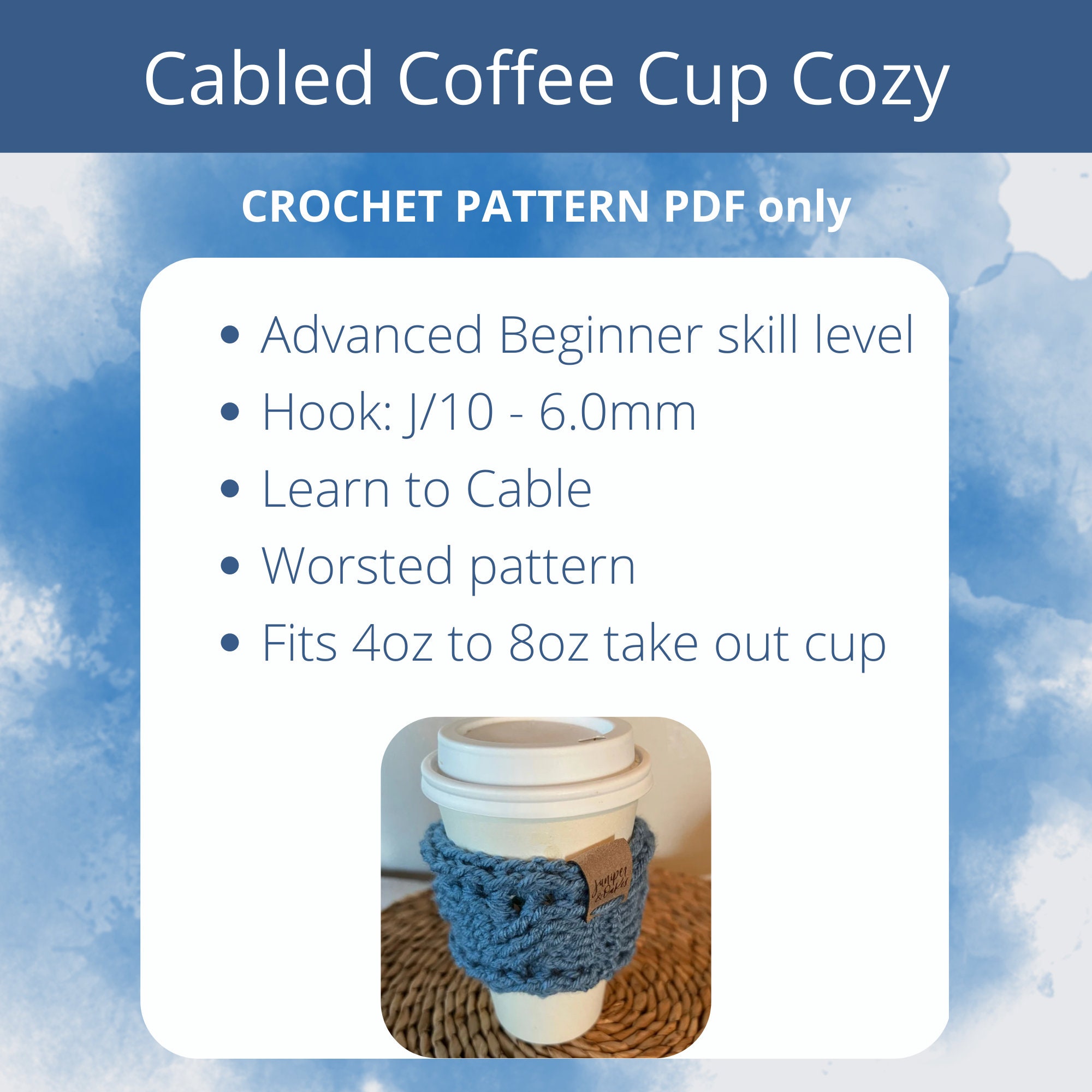 PDF Coffee Cup Cozy Crochet Pattern. Quick Cable Cup Cozy - Etsy