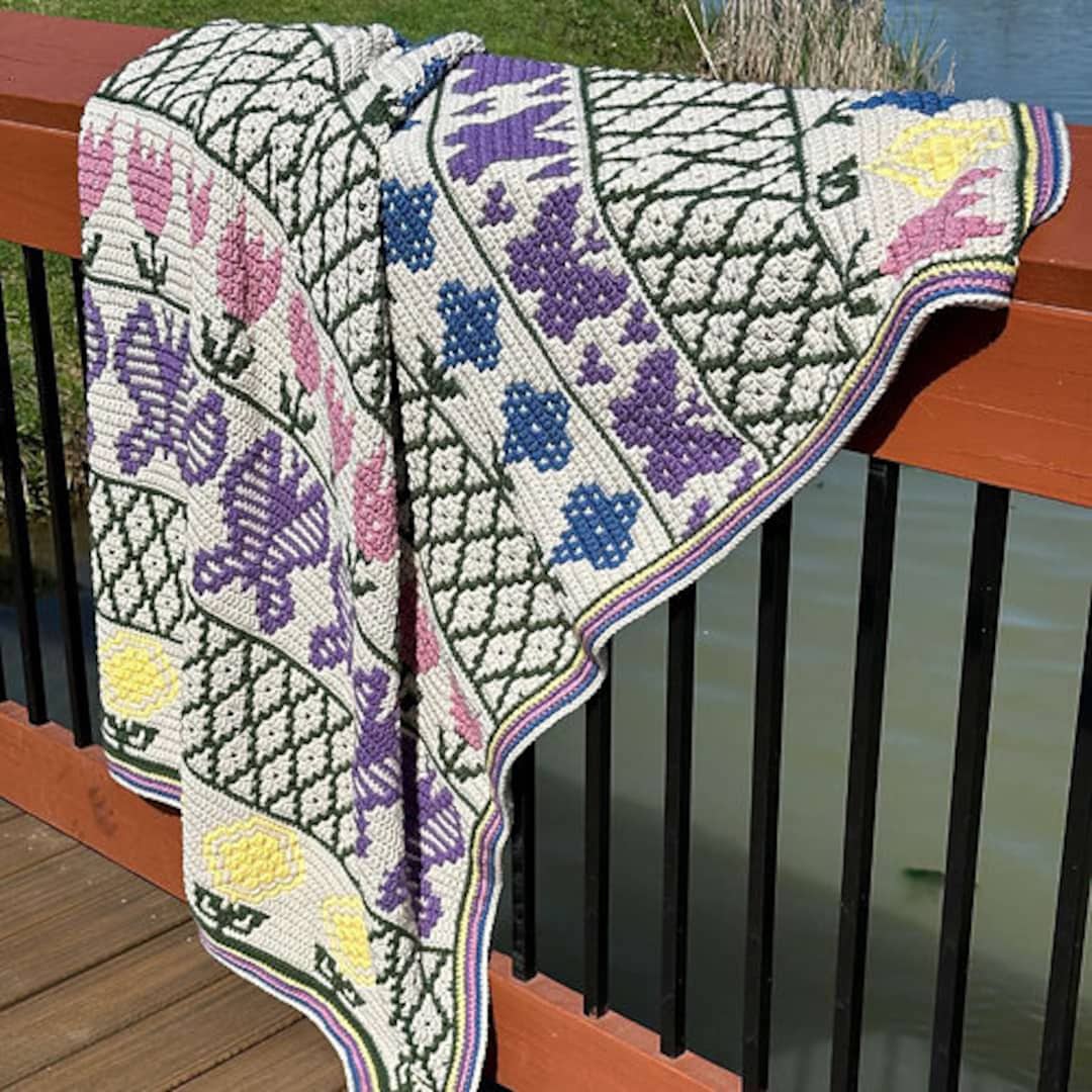 Mosaic Flower Garden Blanket Crochet Pattern, Aran Throw for Advanced ...