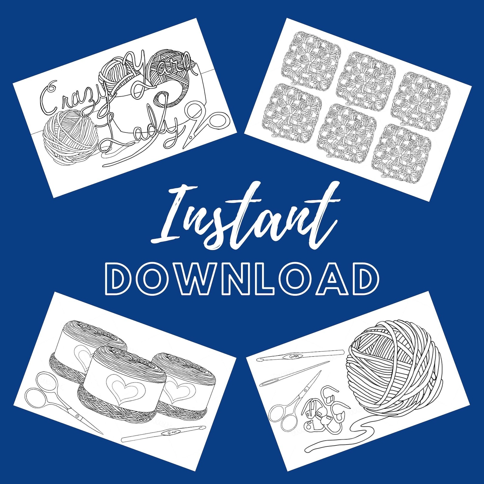 Crochet Coloring Pages Digital Instant Download Printable - Etsy