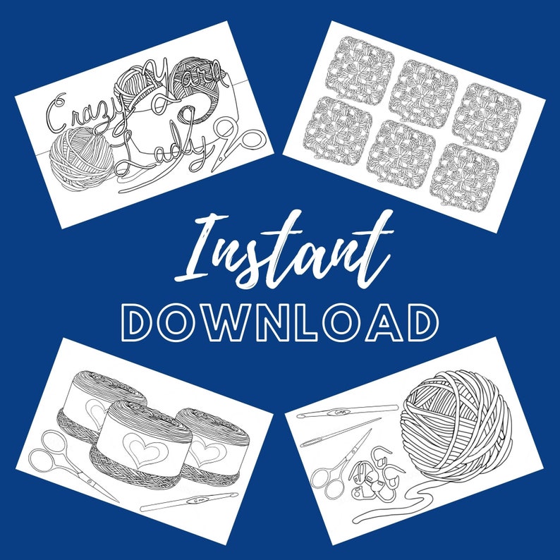 Crochet Coloring Pages Digital Instant Download Printable - Etsy