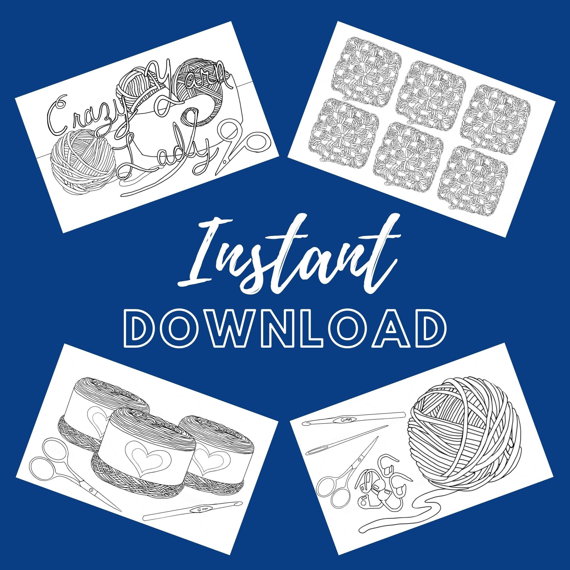 Crochet Coloring Pages Digital Instant Download Printable - Etsy