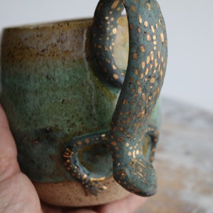 Handmade Ceramic Mug With Unique Lizard Style Handle, Coffee Cup for ...