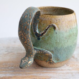 Handmade Ceramic Mug With Unique Lizard Style Handle, Coffee Cup for ...