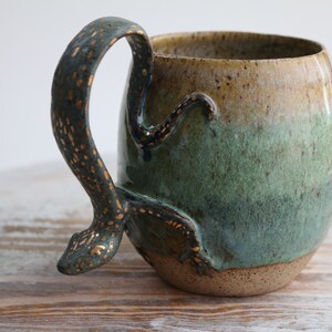 Handmade Ceramic Mug With Unique Lizard Style Handle, Coffee Cup for ...