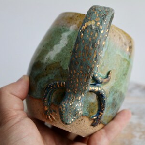 Handmade Ceramic Mug With Unique Lizard Style Handle, Coffee Cup for ...