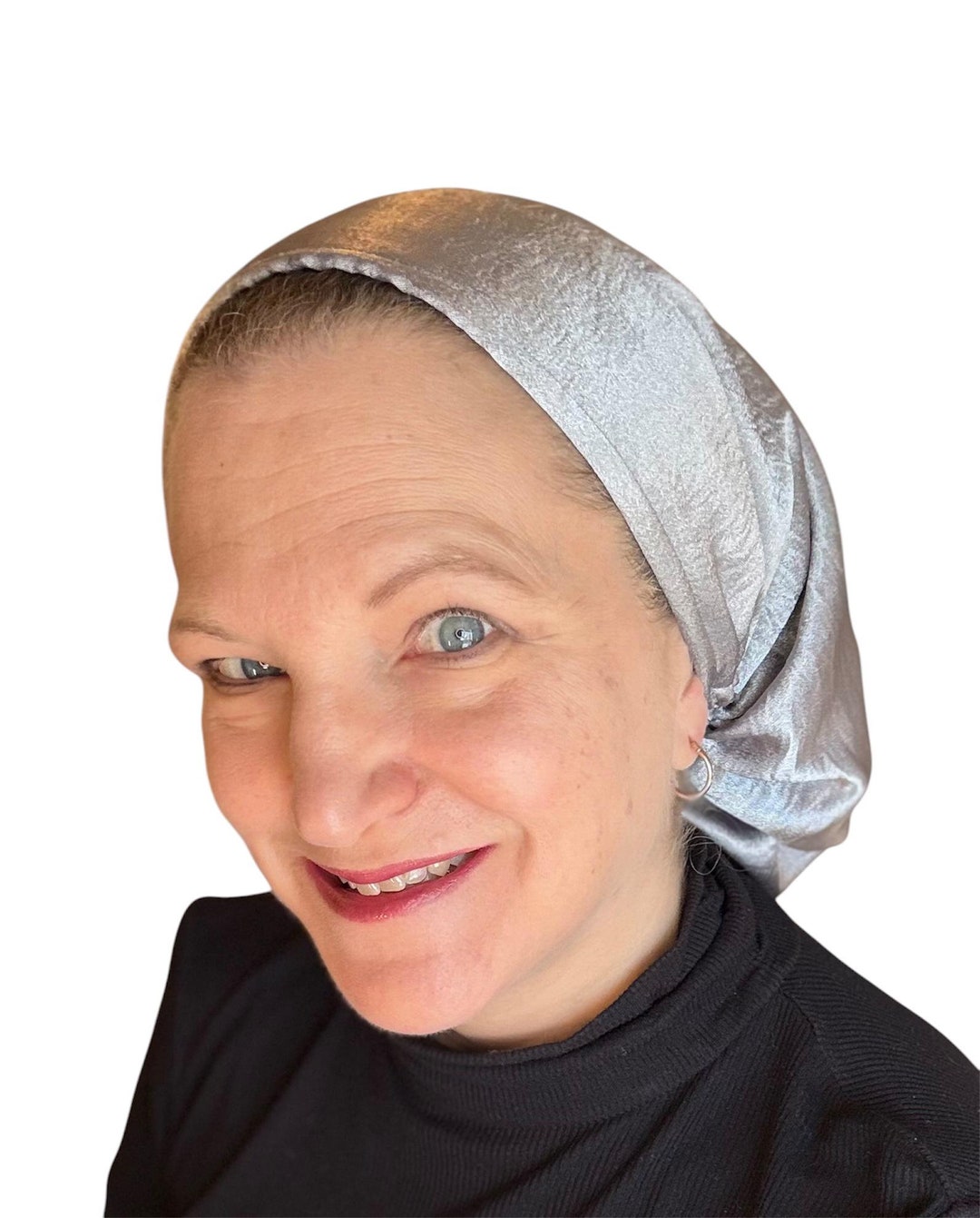 Silk-like Shiny Silver Solid Snood With Velvet Band Sewn-in - Etsy