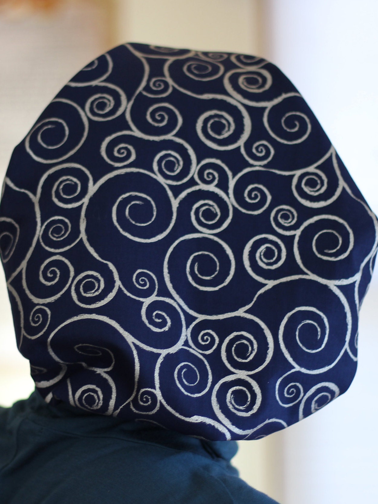 Navy Blue With Silver Curly-que Design - Etsy