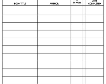 Reading Log Editable Instant Download Includes PDF Template - Etsy