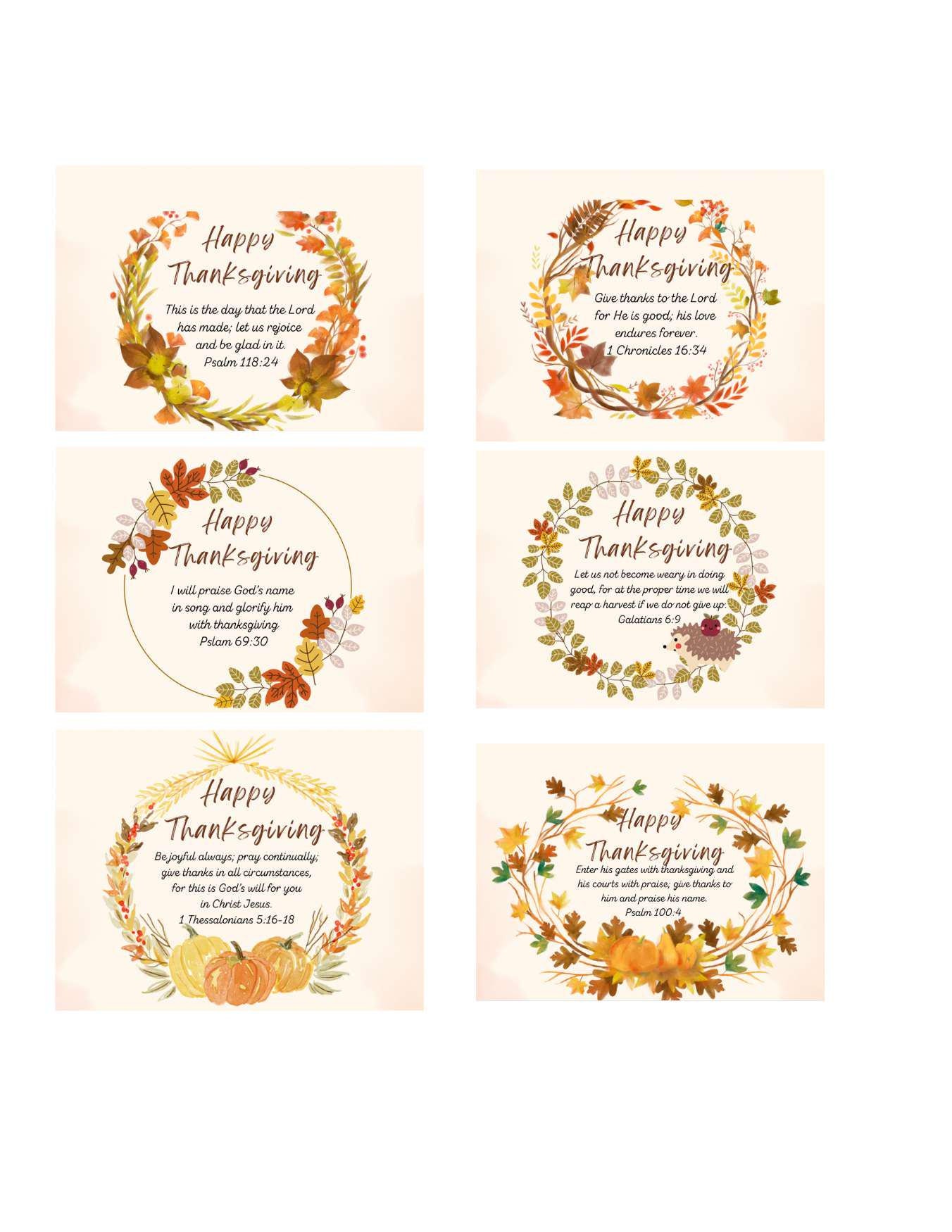 Editable*thanksgiving Bible Verse Cards Scripture Cards Christian Fall ...