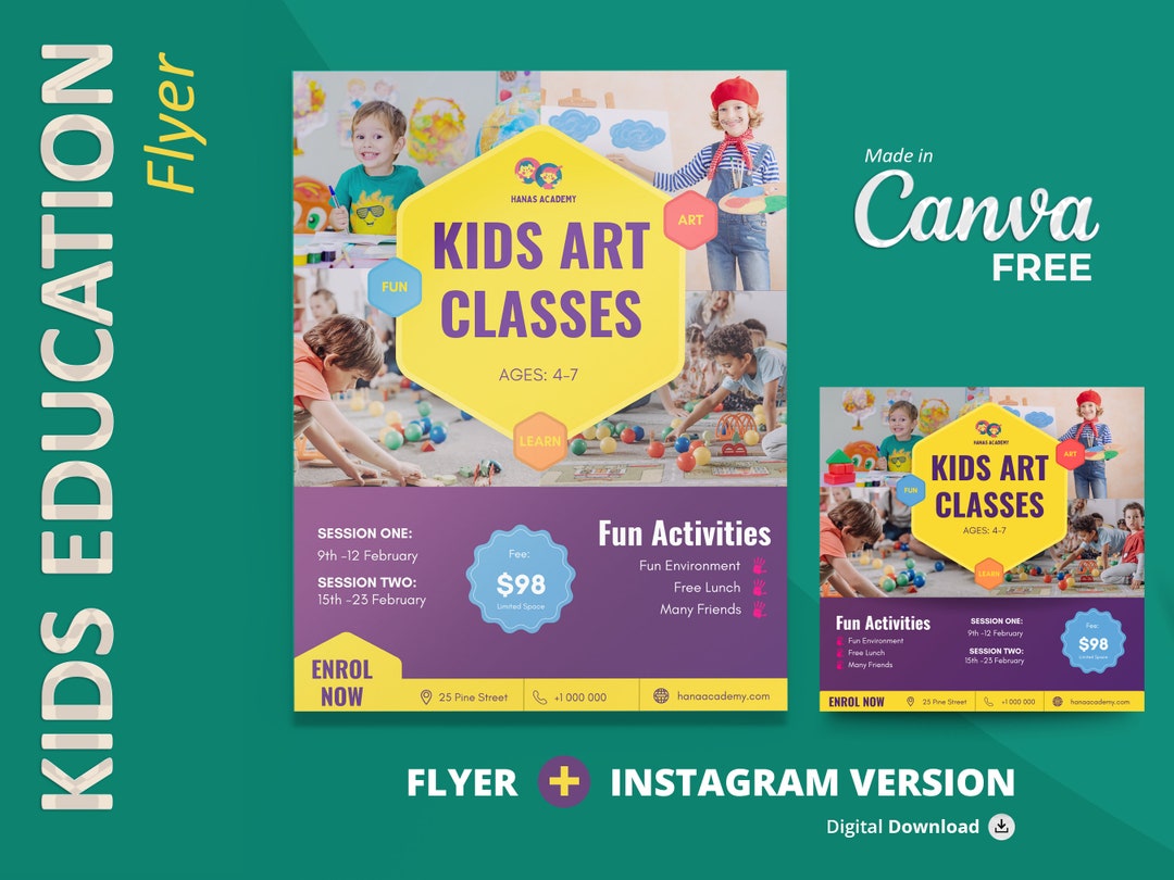 Folleto educativo para niños para Canva gratis / Folleto para niños ...