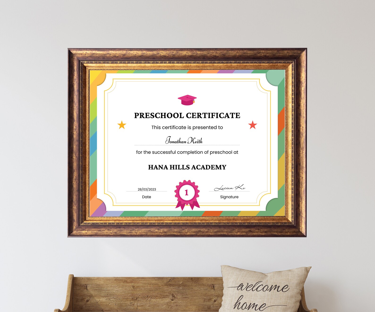 Editable Preschool Certificate, Printable 8.5x11 Customizable Preschool ...