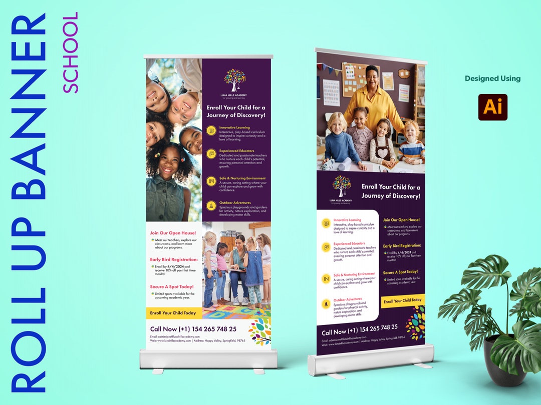 Customizable School Event Pull-up Banner: Educational Digital Design ...