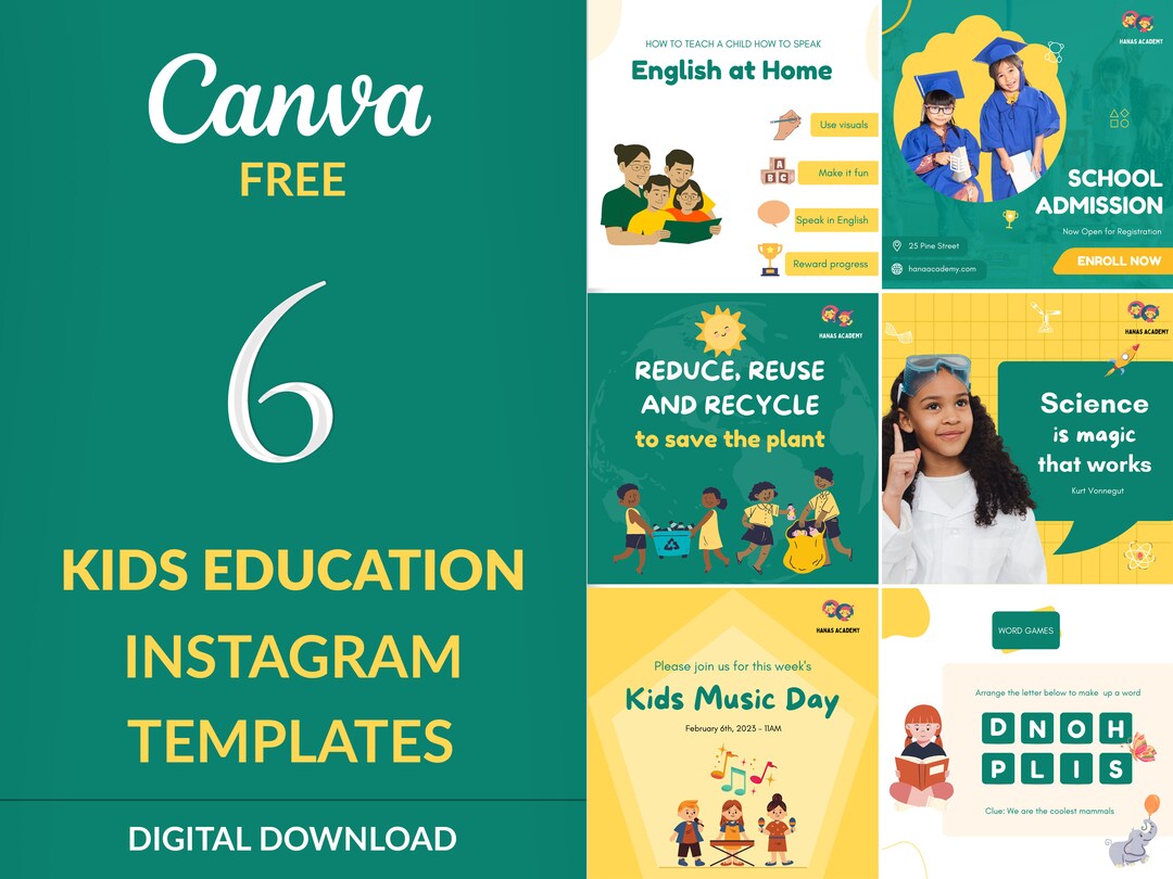 Kids Education Instagram Templates for Canva Free | Canva Educational ...
