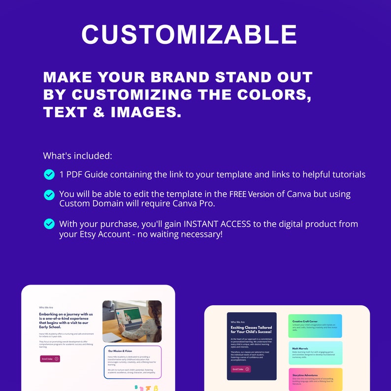 School Website Canva Template | Editable Template | Kids Template ...