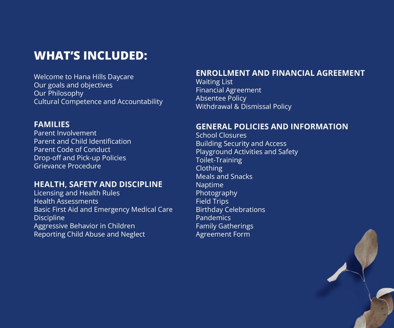 Daycare Parent Handbook | Printable Policies and Procedures | Fully ...